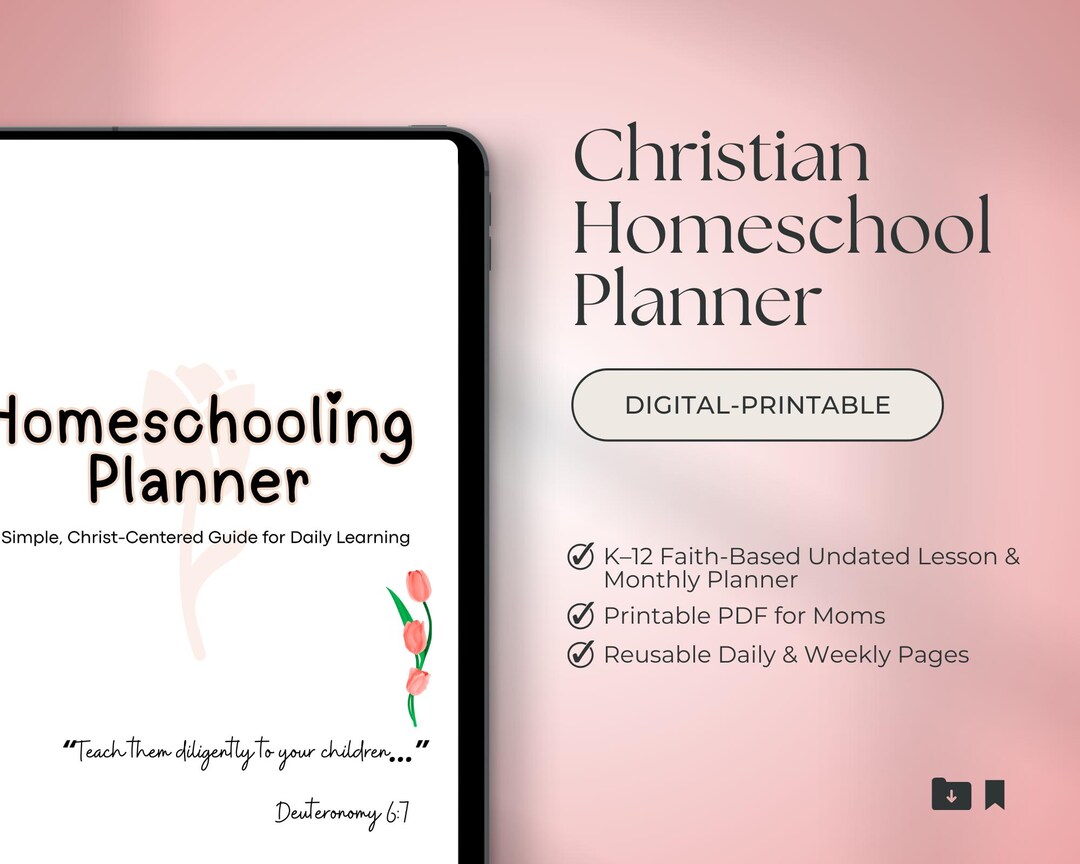 Christian Homeschool Planner, K-12 Faith-based Undated Lesson & Monthly ...