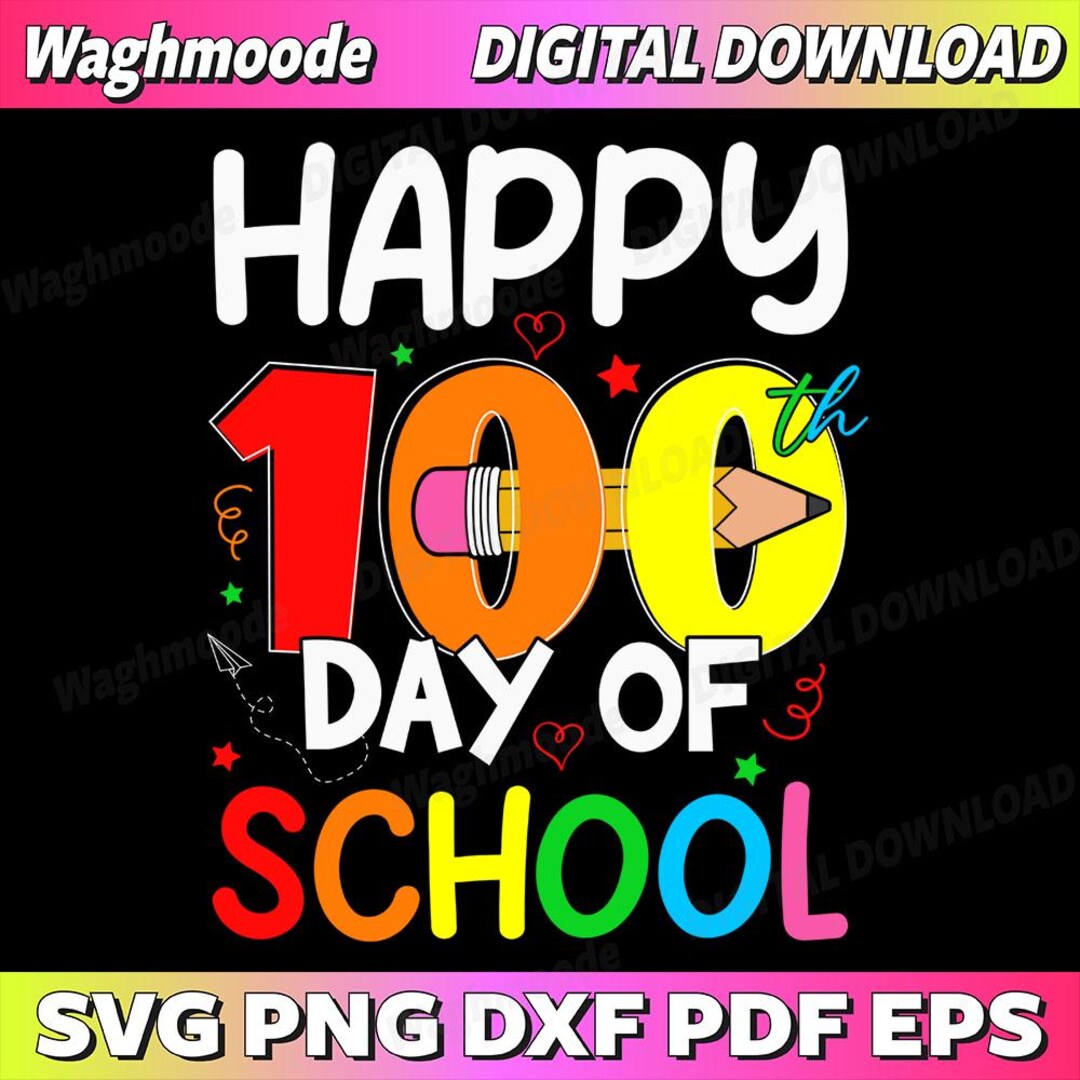 Womens Happy 100th Day of School Teacher Svg, Pencil 100 Days of School ...