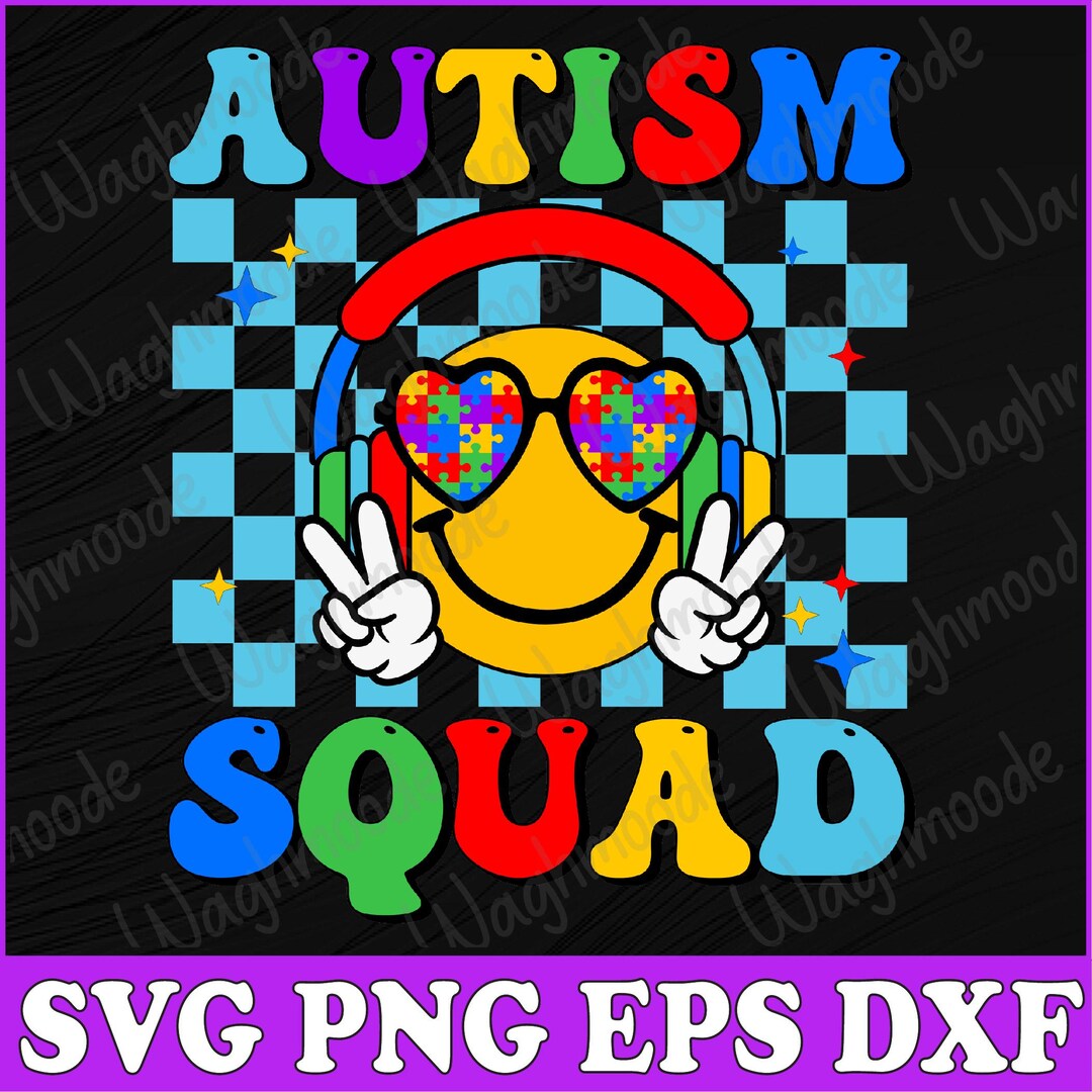 Autism Awareness Autism Squad Support Smile Face Svg, Autism Svg, in ...