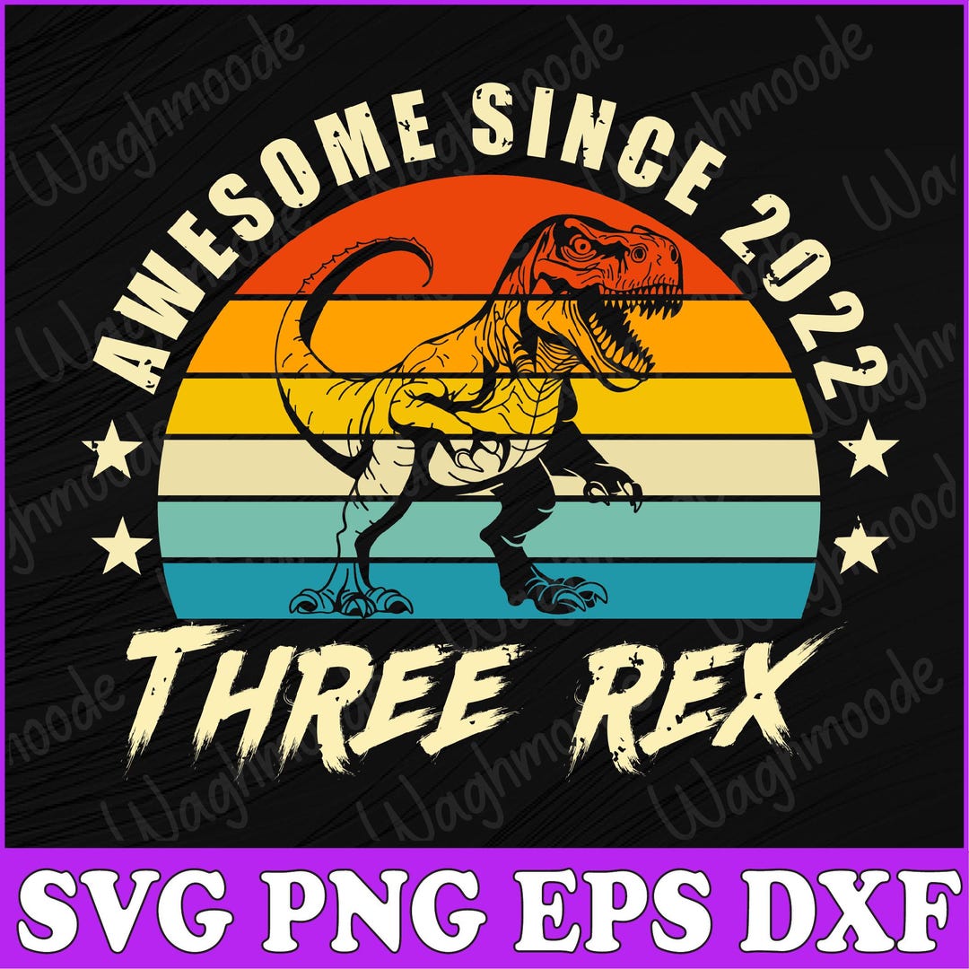 Kids Three Rex 3rd Birthday Boy Third Dinosaur 3 Year Old Svg, Dinosaur ...