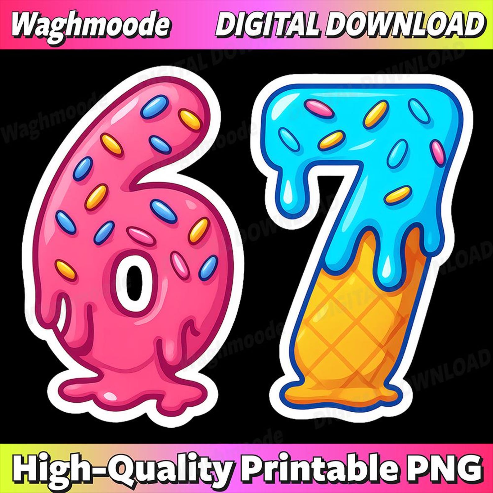 6 7 Meme Six Seven Ice Cream Drip Png, Drip Ice Cream 67 Baseball PNG ...
