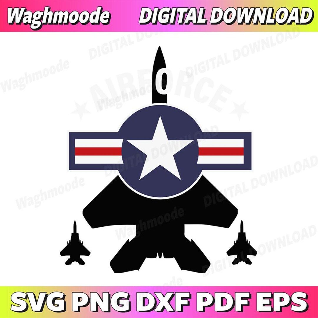 Air Force With F15 Jet and Vintage Roundel Svg, Air Force Flyover Svg ...