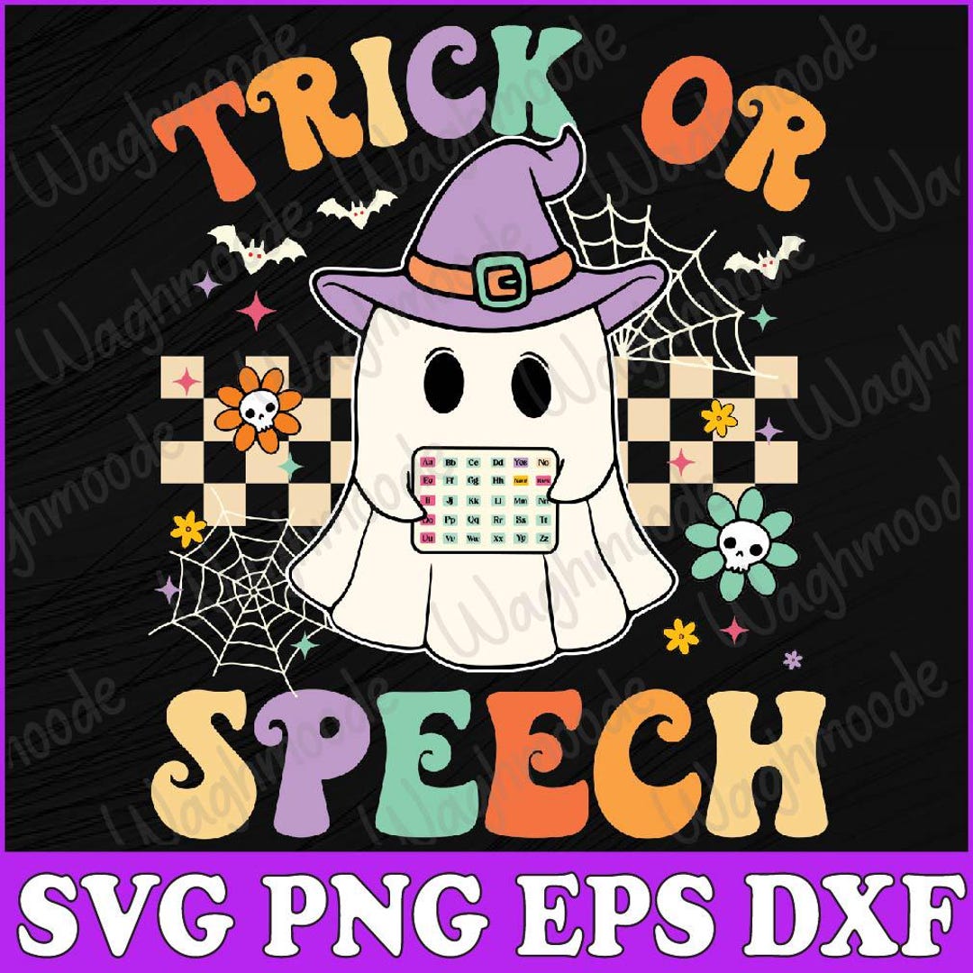 Trick or Speech Retro SLP Halloween Speech Therapy Halloween Svg,retro ...