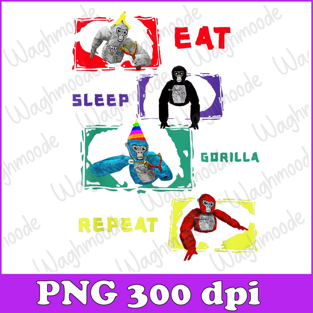 Retro Eat Sleep Goriilla Png, Monke Tag for Kids Png, Adults Teens Png ...