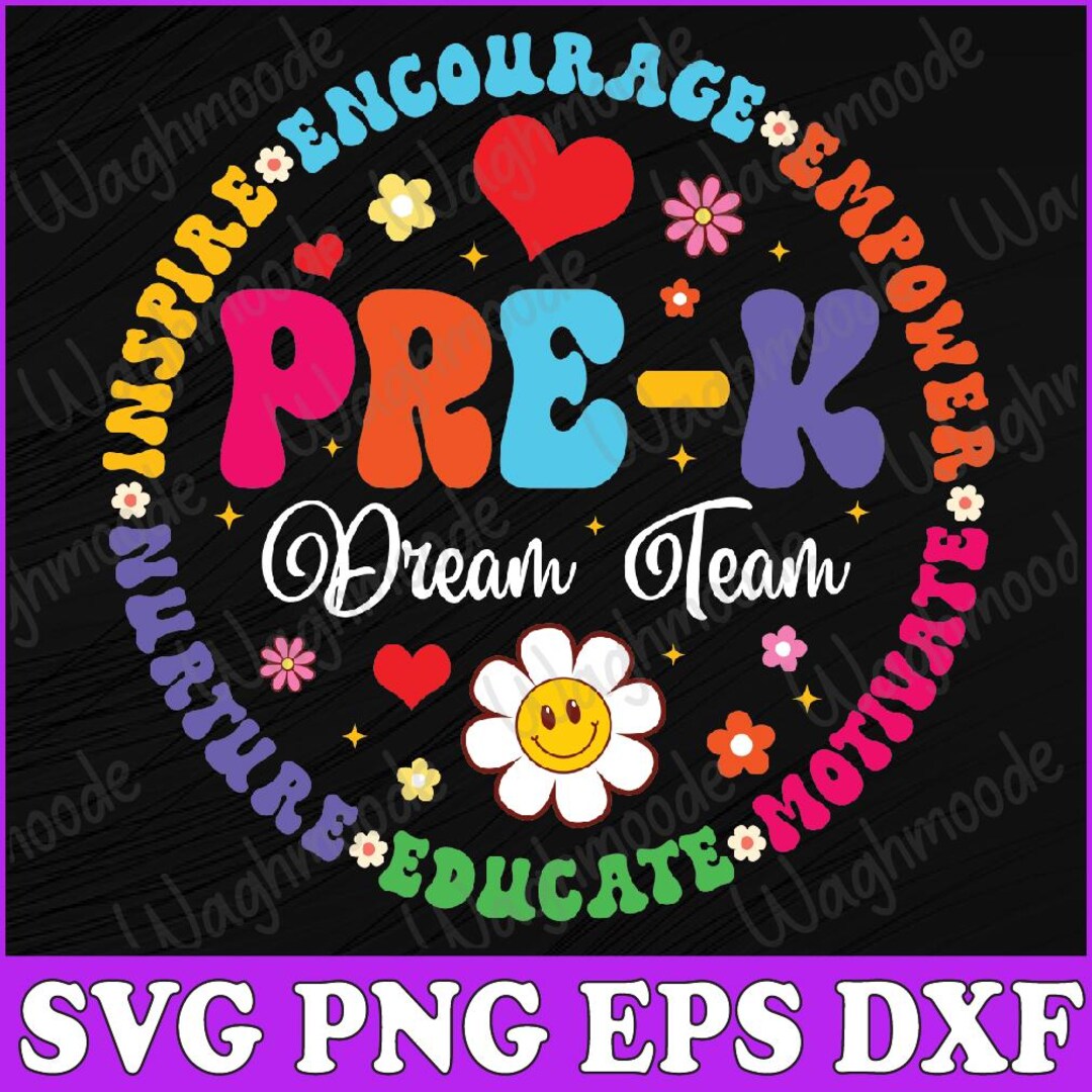 Back to School Pre K Dream Team Tour Teacher Students Kids Svg, Back to School Svg, Preschool ...