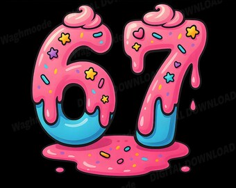 67 Ice Cream Drip Meme Funny Six Seven Gen Alpha Slang Png, Six Seven ...