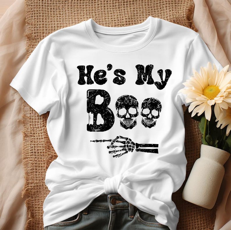 He's My Boo Skull Face Svg, Halloween Couples Svg, He's My Boo ...