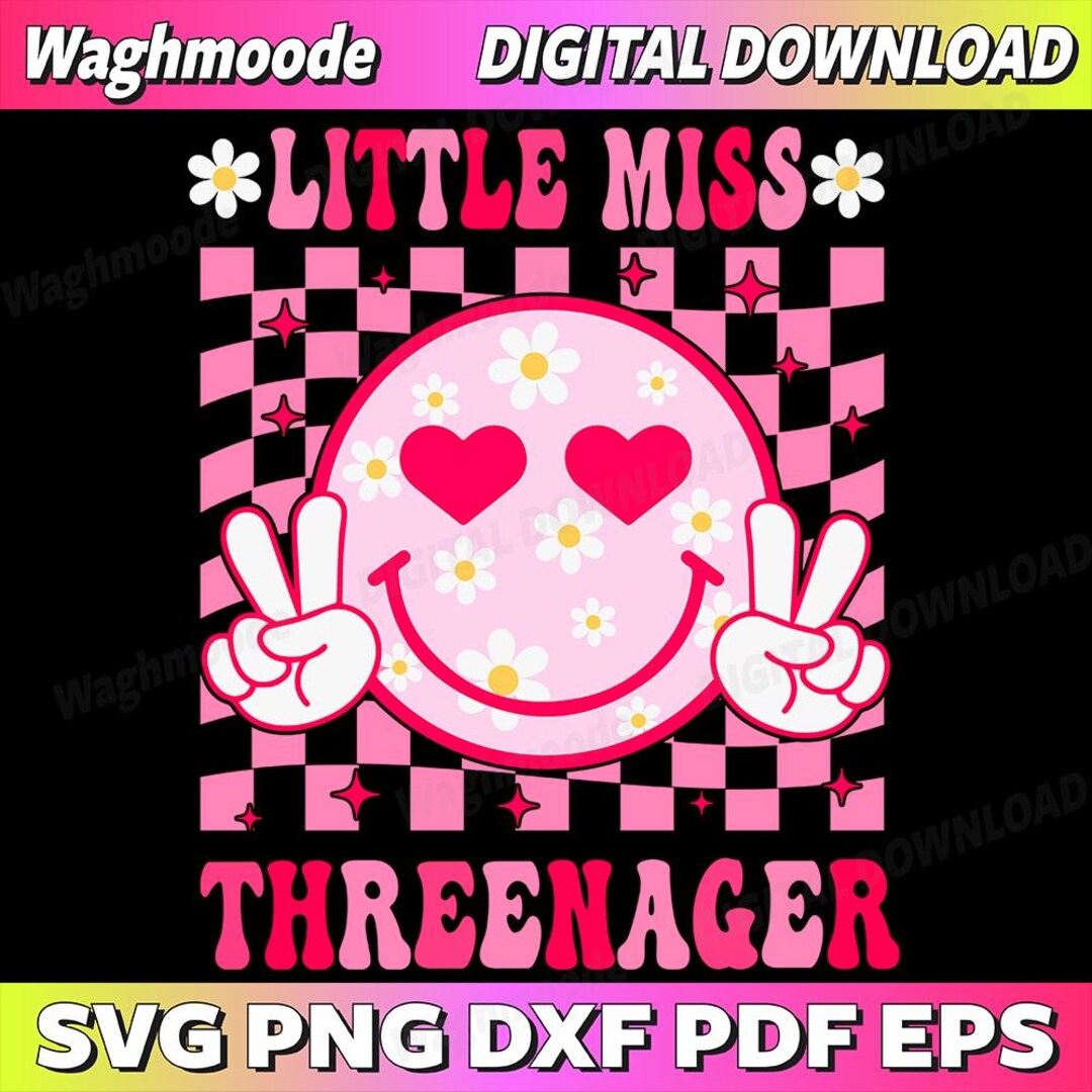 Lil Miss Threenager Girl, 3rd Birthday Family Party Svg, Little Girl ...