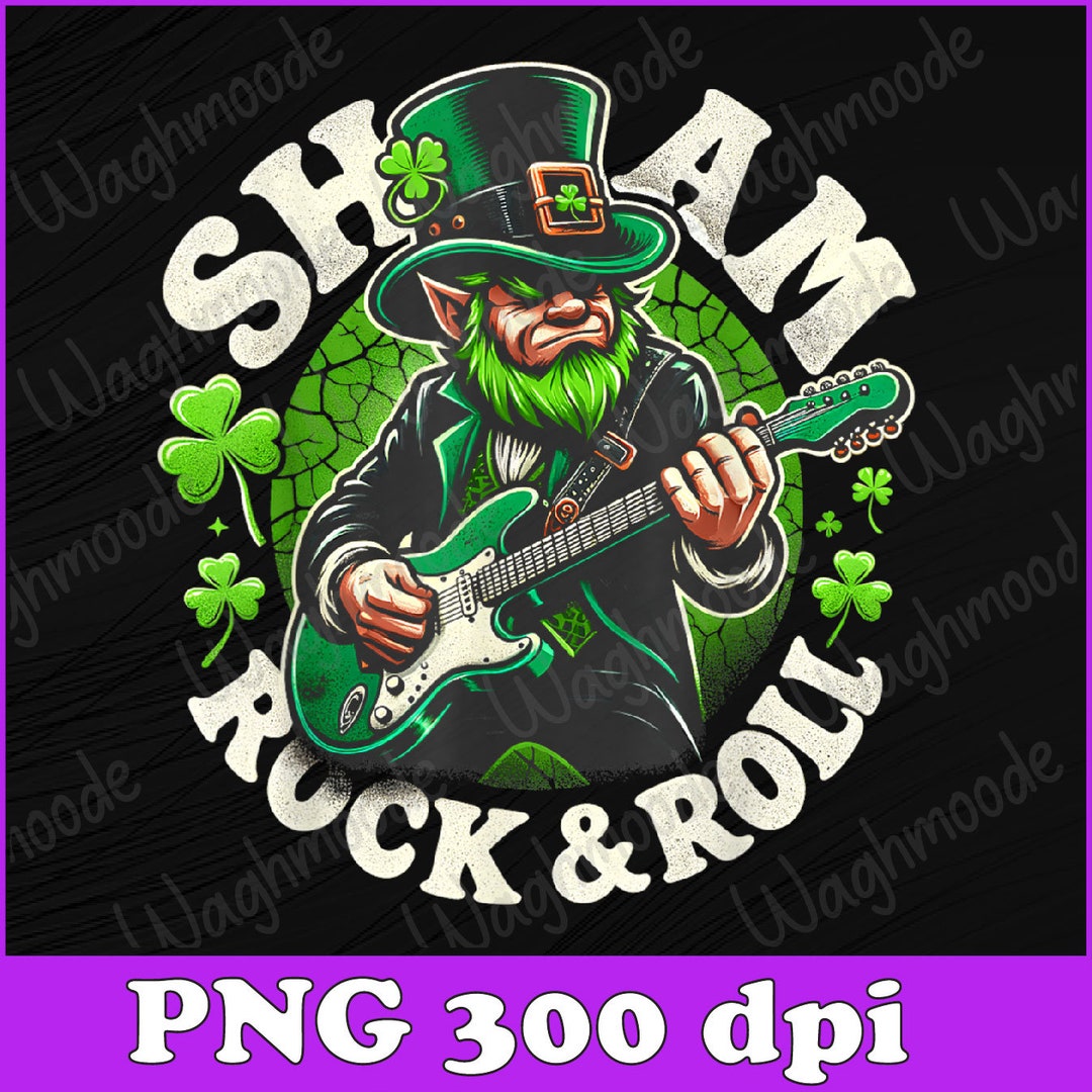 Sham Rock and Roll Shamrock Guitar Lover St Patrick Day Png, Happy St ...
