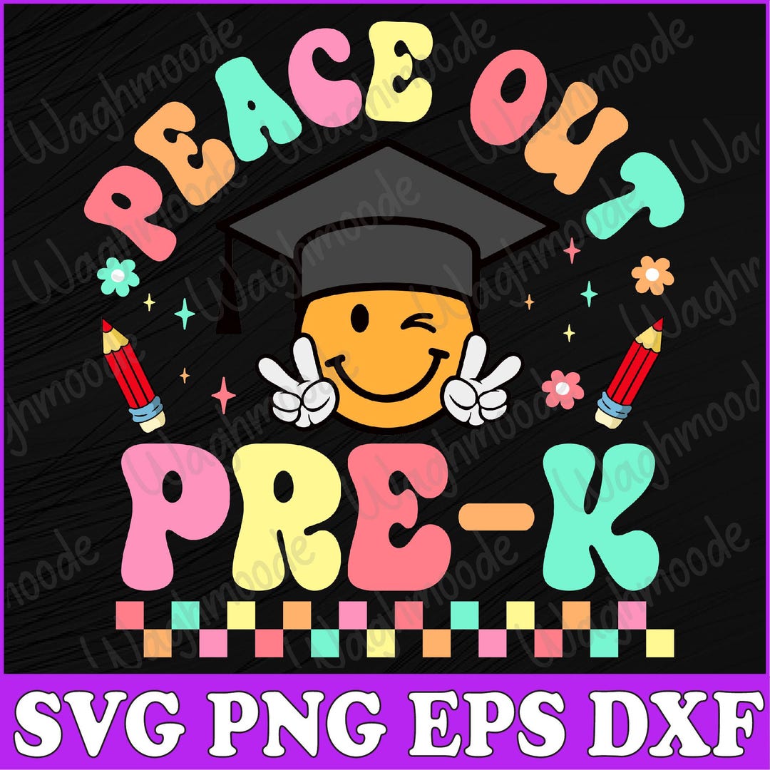 Retro Peace Out Pre-k Smile Face Last Day of School Svg, Last Day of ...
