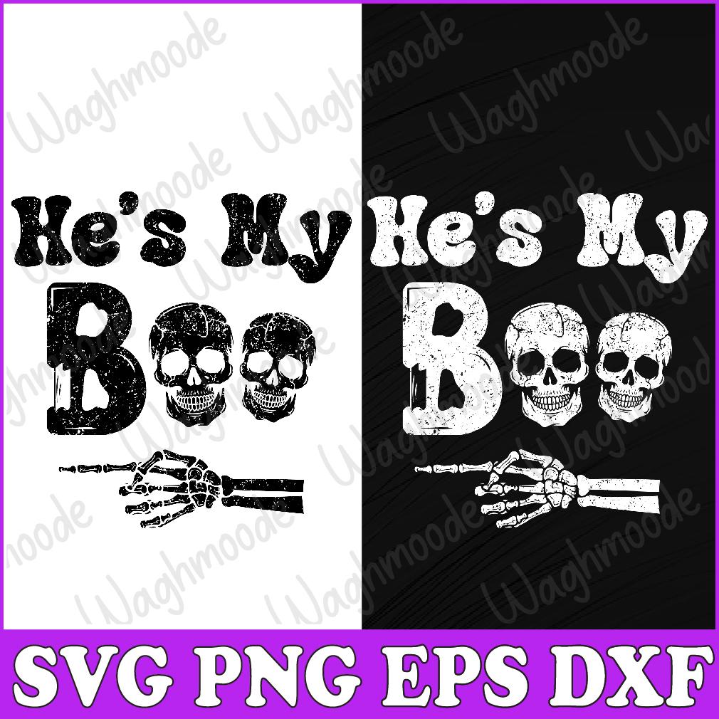 He's My Boo Skull Face Svg, Halloween Couples Svg, He's My Boo ...