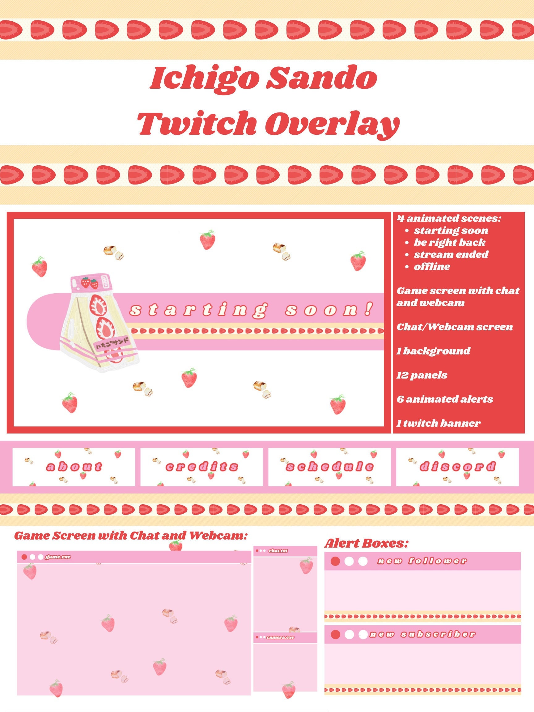 Ichigo Sando Twitch Stream Package Animated Stream Overlay - Etsy