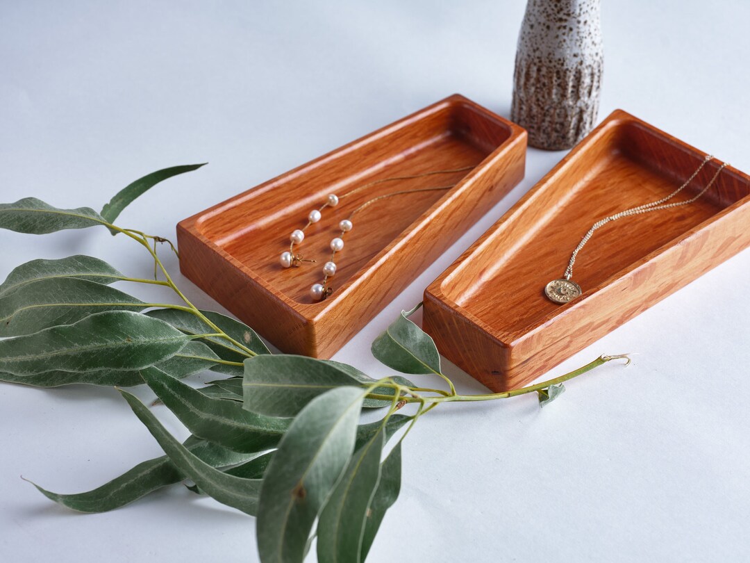Solid Oak Wood Jewelry Storage Tray Wooden Bedside Catchall Tray Tray ...