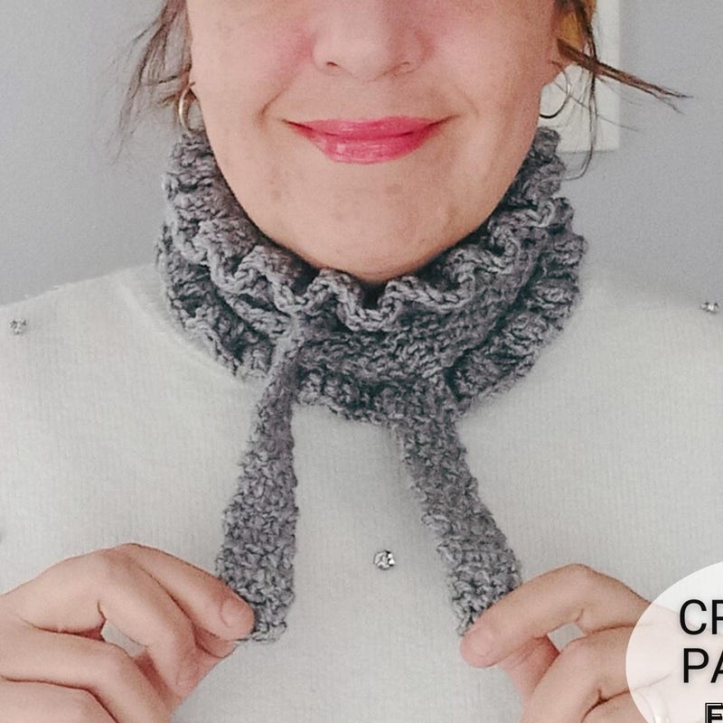 Crochet Ruffle Neck Scarf - Etsy