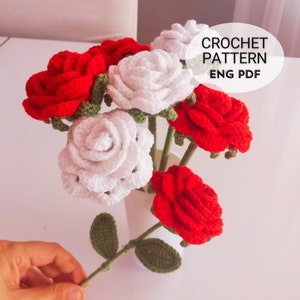 Rose Crochet Flower Pattern| Flower Bouquet Crochet Pattern, | Easy Flower Crochet Patterning ...