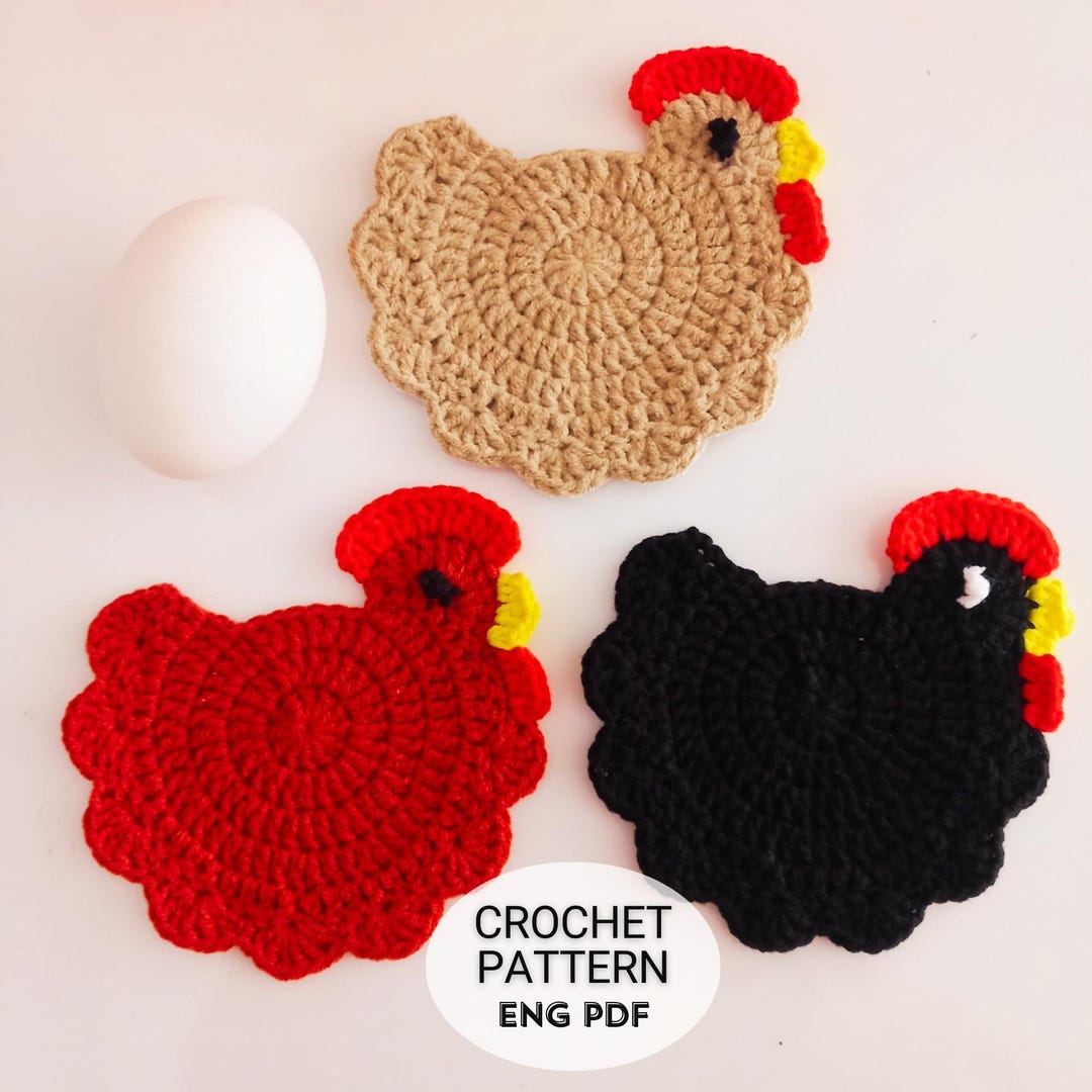 Crochet Chicken Coaster Pattern | Fun & Easy Farmhouse Decor PDF ...