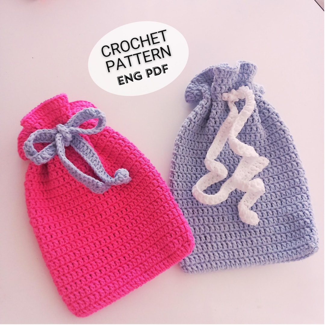 Easy Crochet Drawstring Pouch Pattern | Drawstring Bag Crochet Pattern ...