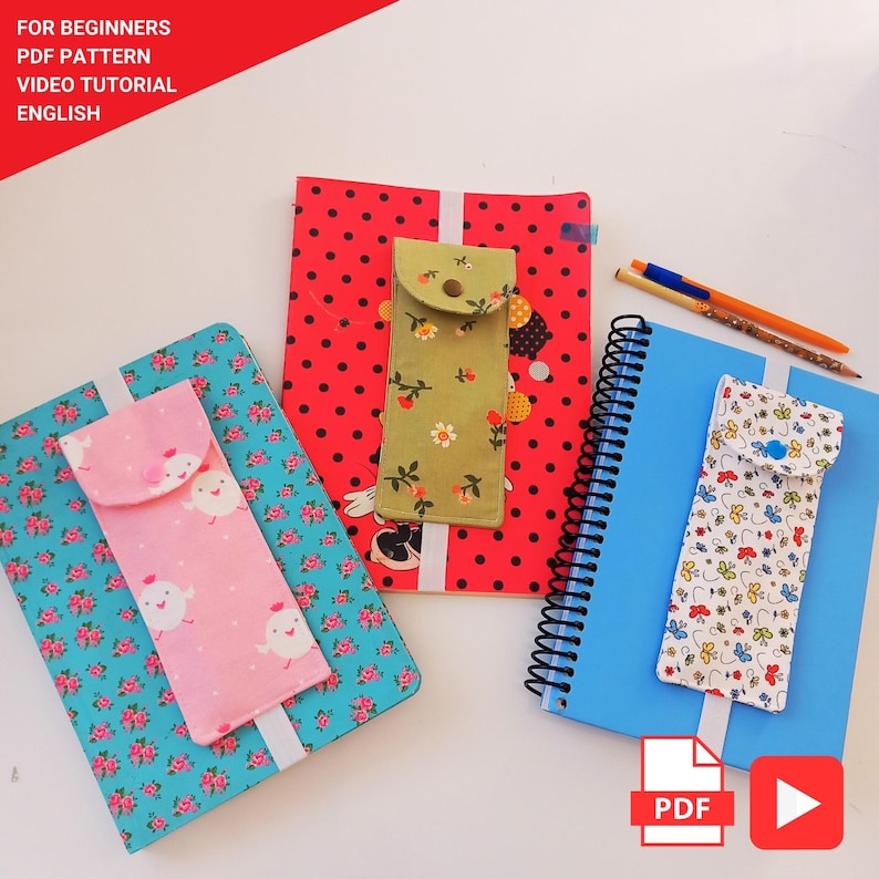 Pencil Holder Bookmark With Flap Sewing Pattern – Beginner-video ...