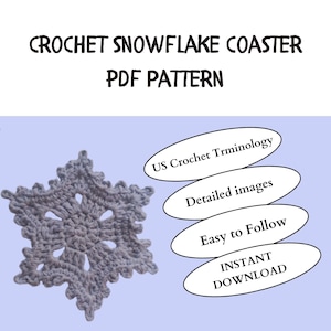 Crochet Snowflake Coasters Pattern | Easy English PDF Tutorial for ...