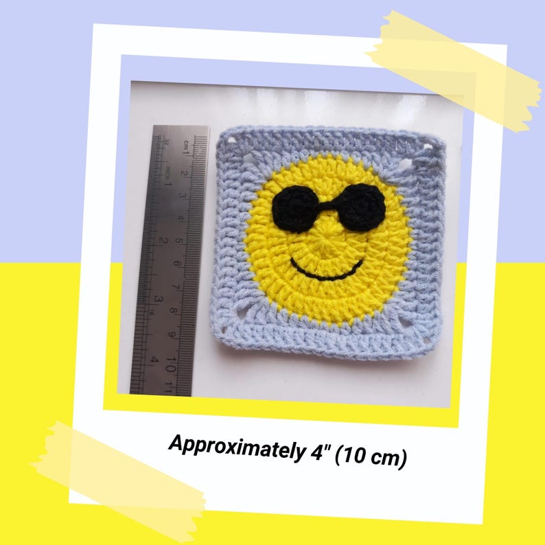 Crochet Smiley Face Granny Square Pattern: Easy PDF Tutorial (digital ...