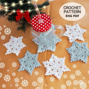 Crochet Snowflake Coasters Pattern | Easy English PDF Tutorial for ...
