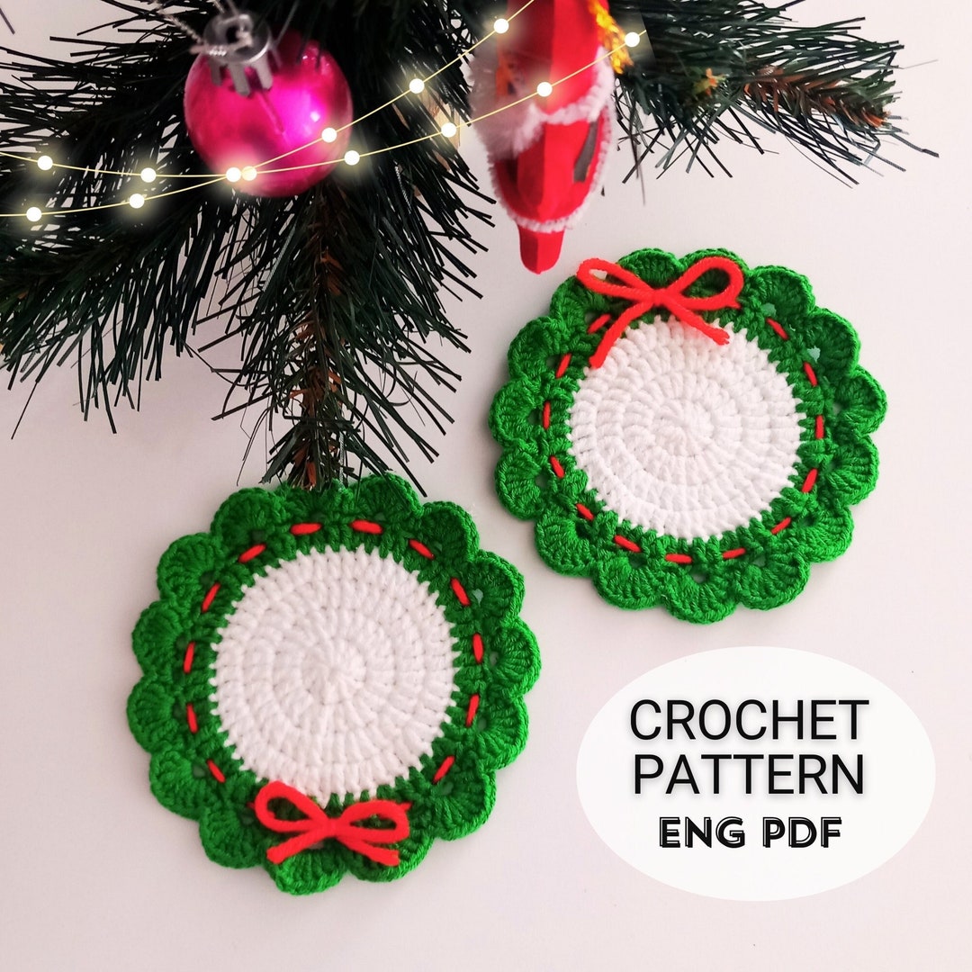 Crochet Coasters Pattern | Christmas Wreath Coaster | DIY Cute Coaster ...