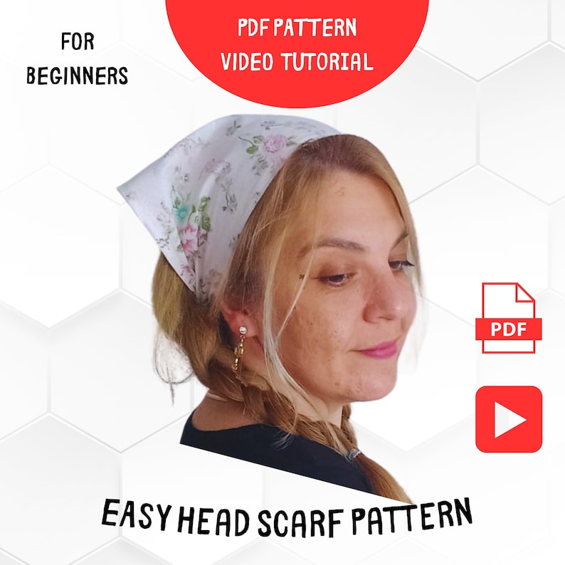 Head Scarf Bandana Pattern EASY for Beginners | Headband Pattern Sewing ...