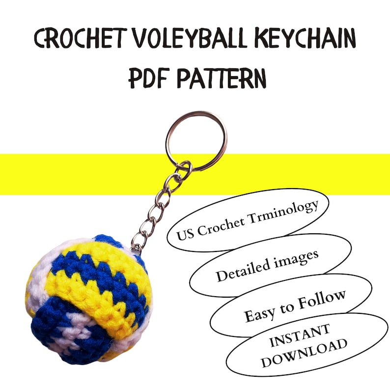 Crochet Volleyball Keychain Pattern | Easy DIY Sport Charm | Handmade ...