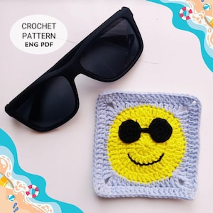 Crochet Smiley Face Granny Square Pattern: Easy PDF Tutorial (digital ...