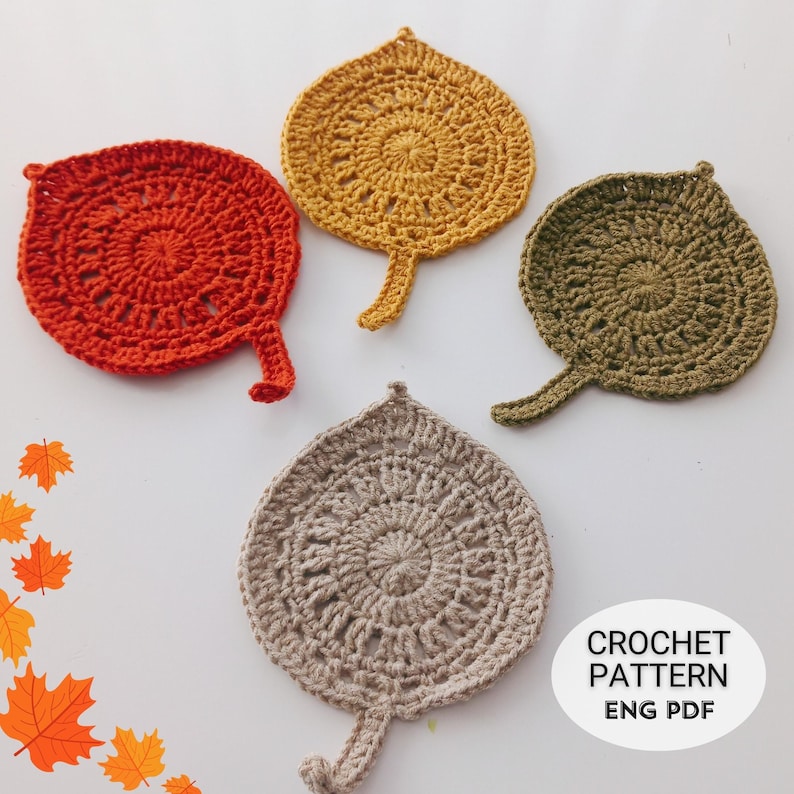 Crochet Autumn Leaf Coaster Pattern: Easy Fall Decor (PDF Tutorial) - Etsy