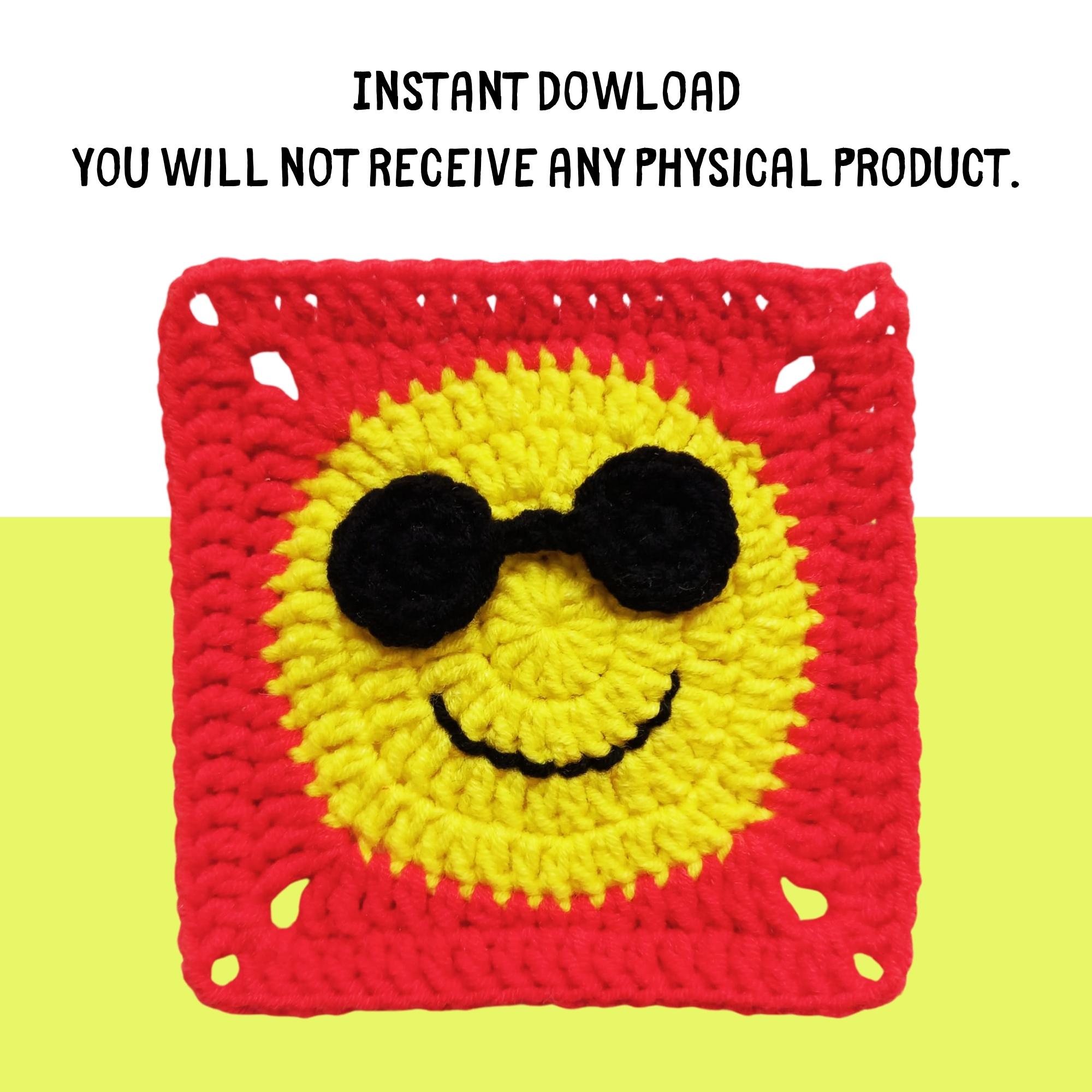 Crochet Smiley Face Granny Square Pattern: Easy PDF Tutorial (digital ...