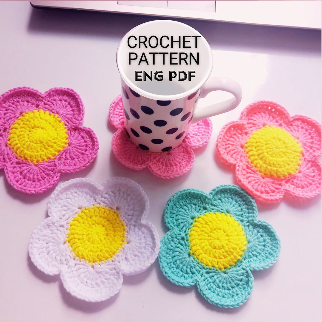 Crochet Daisy Coaster Pattern| Flower Coaster Crochet Pattern, | Easy ...