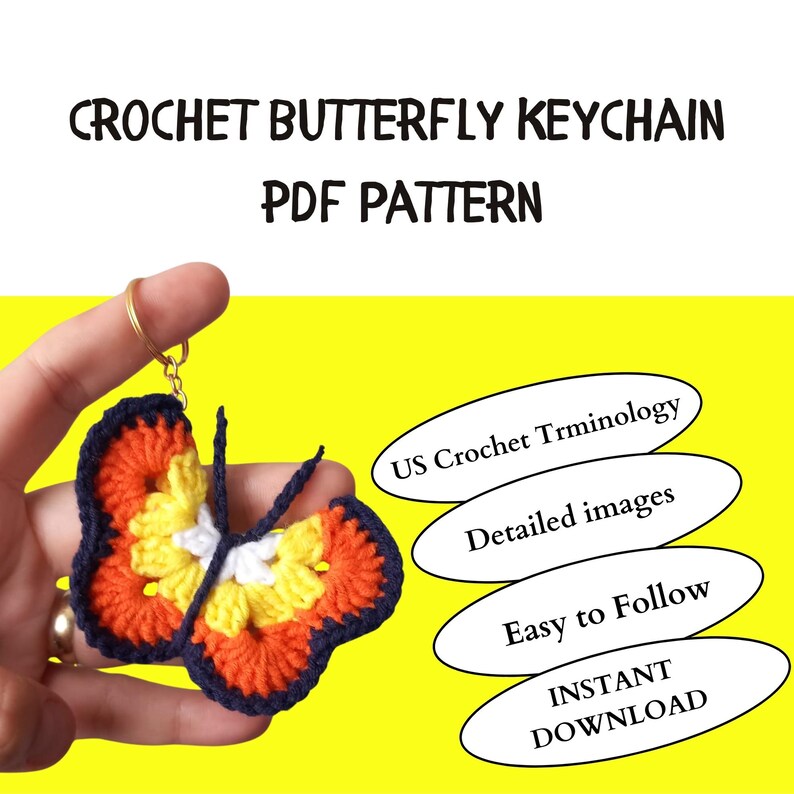 Crochet Butterfly Keychain Pattern: Easy Amigurumi Keyring Tutorial ...