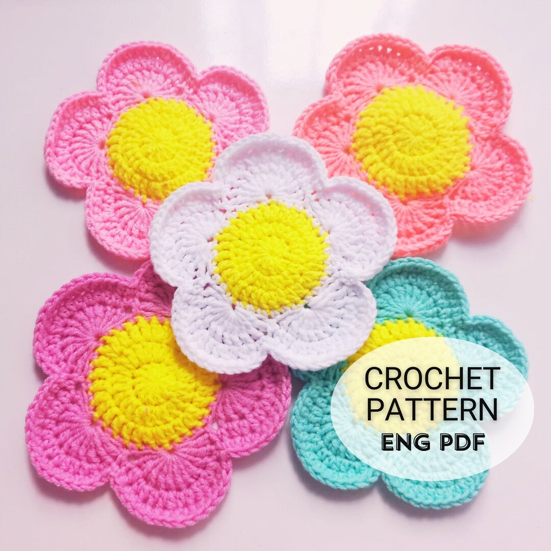 Crochet Daisy Coaster Pattern| Flower Coaster Crochet Pattern, | Easy ...