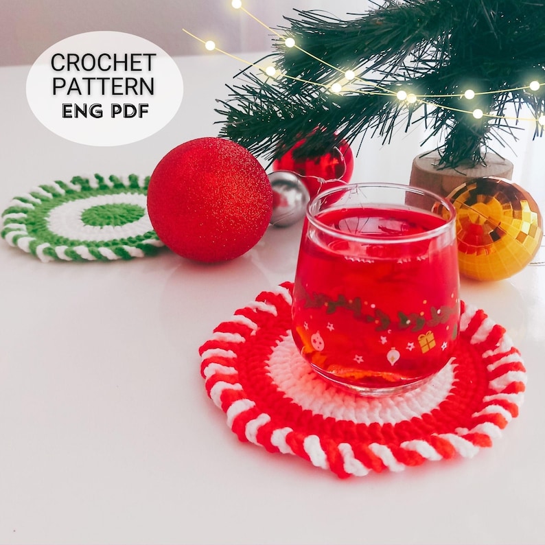 Crochet Christmas Coasters Pattern: 5-in-1 DIY Set (PDF) - Etsy