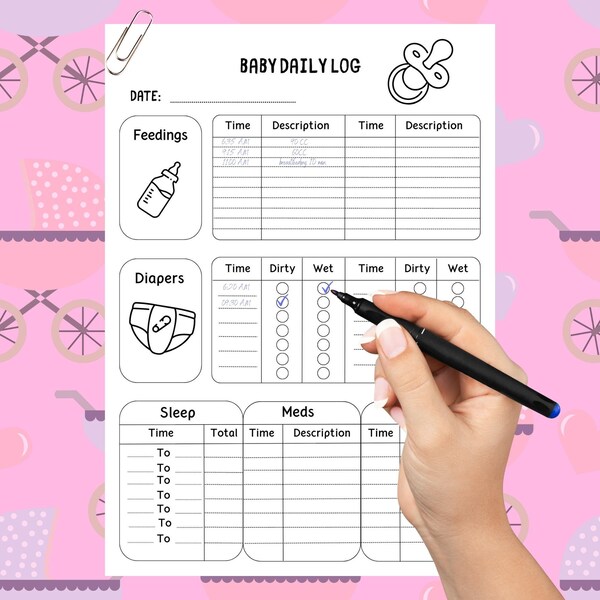 Baby Daily Log - Etsy