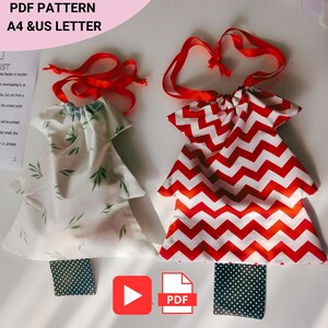 EASY Christmas Tree Drawstring Bag Sewing Pattern With Video Tutorial ...