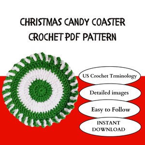 Crochet Coasters Pattern | Christmas Candy Coaster | DIY Cute Coaster ...