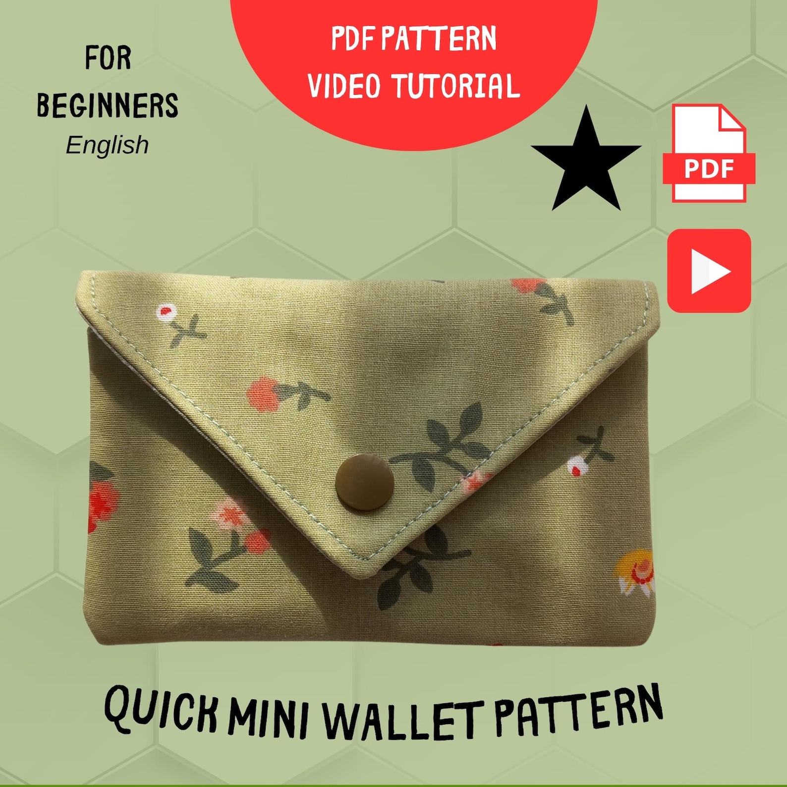 Mini Wallet Sewing Pattern - Video Tutorial : Beginner DIY Small Pouch ...