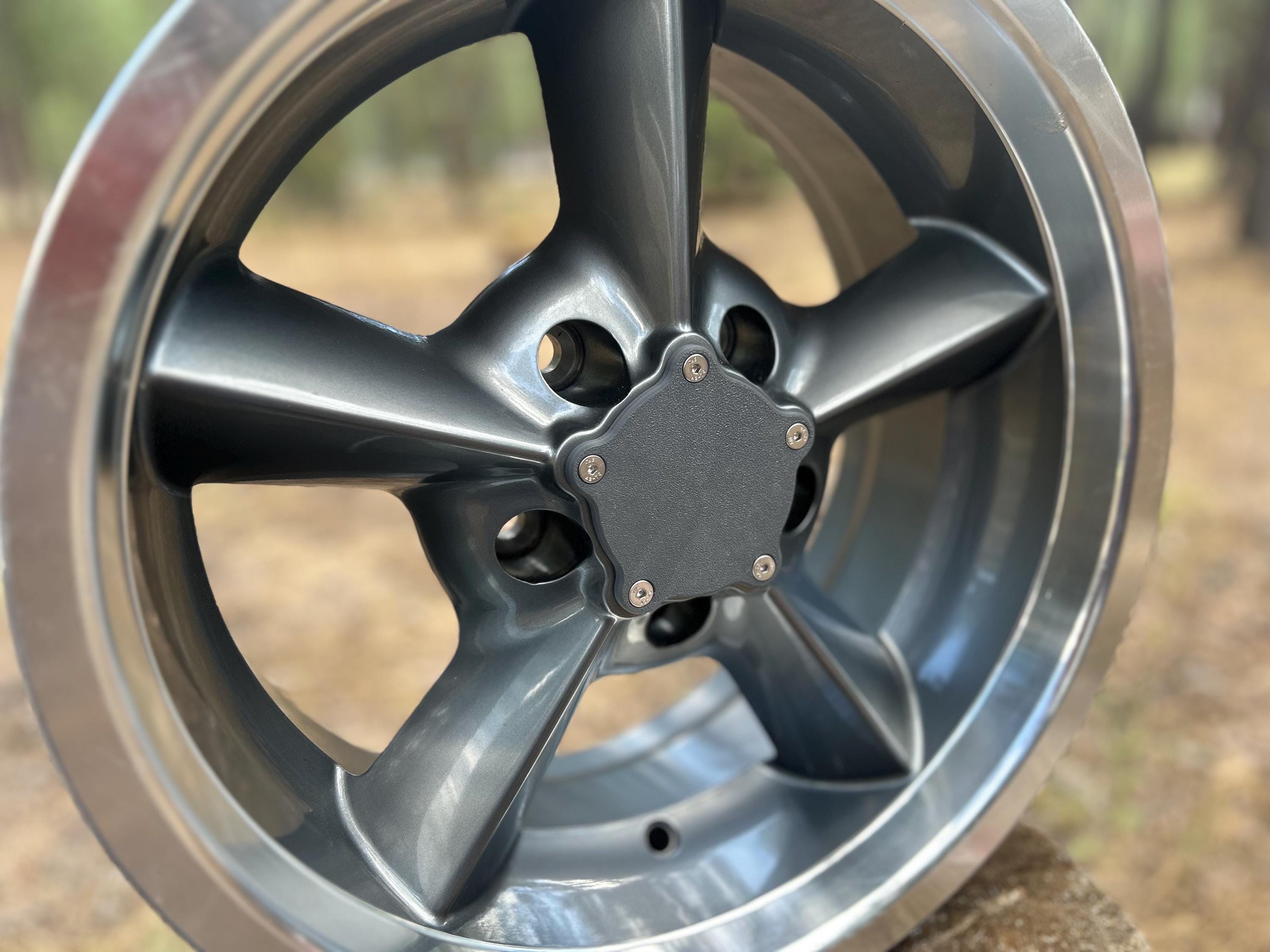 B/G Rod Works Old School Wheels Flat Center Caps 3D Printed Dark Grey ...
