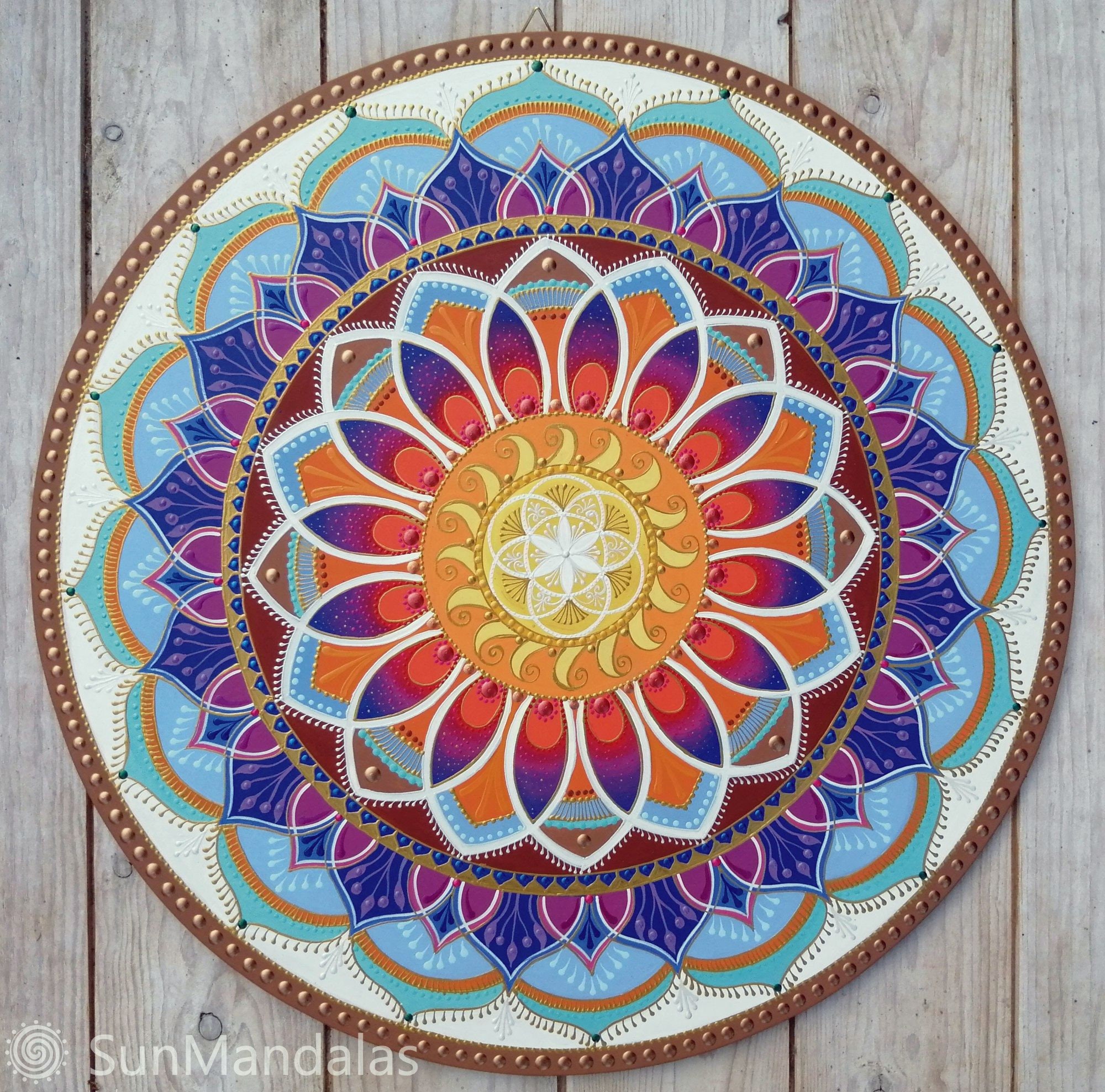 Indian Mandala, Original Hand Painted 50 Cm Mandala on Wood - Etsy