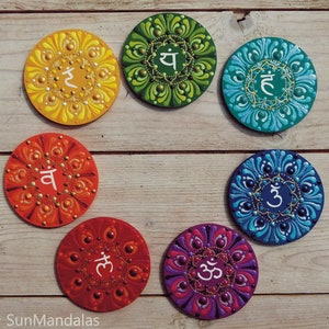 Seven Chakras Original Painting Fridge Magnets 7,5 Cm, on Wood - Etsy