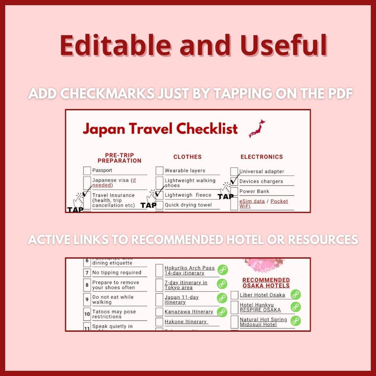 Ultimate Japan Travel Checklist: Digital & Printable - Etsy