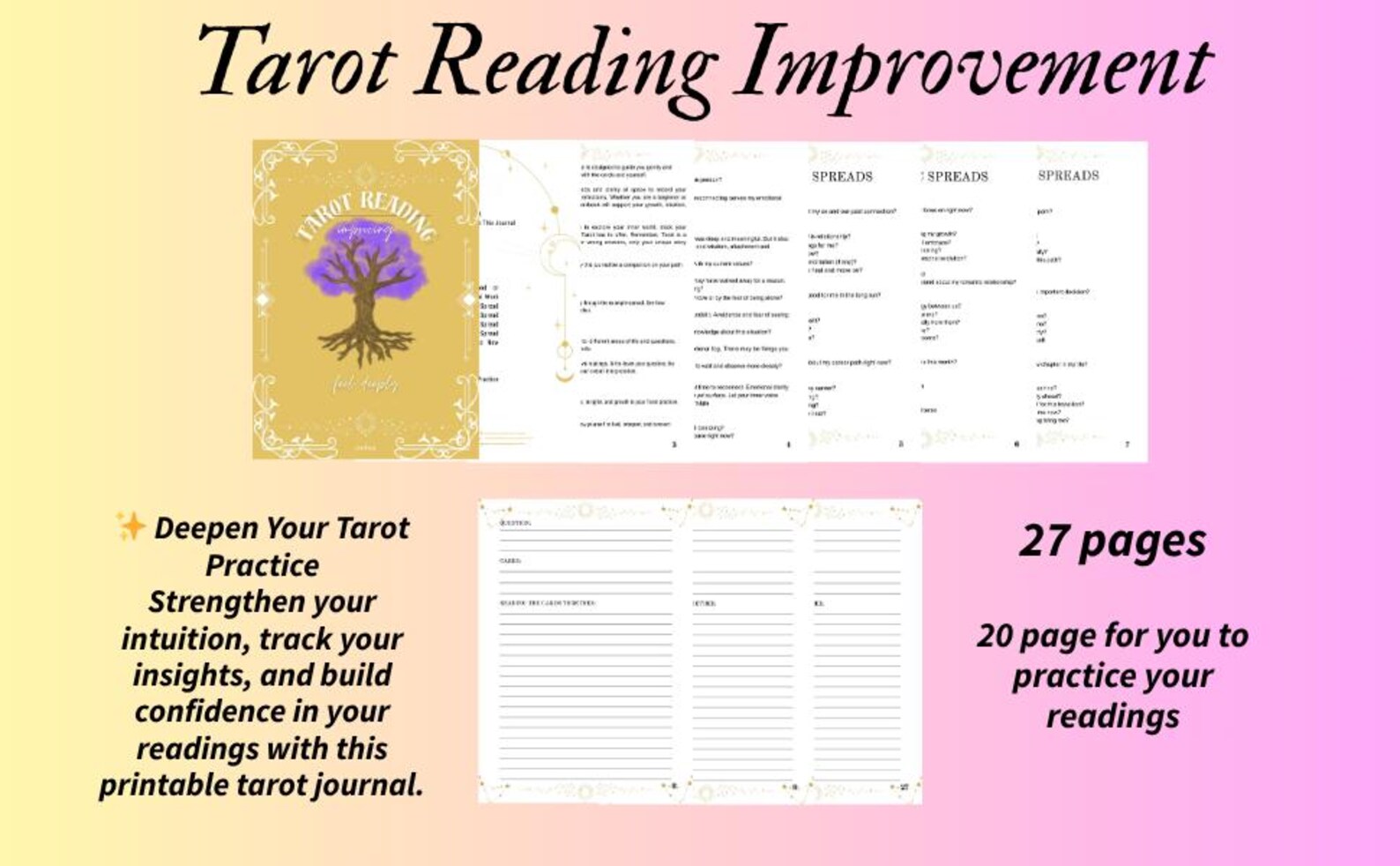 Printable Tarot Workbook | Improve Tarot Reading | Digital Spiritual ...