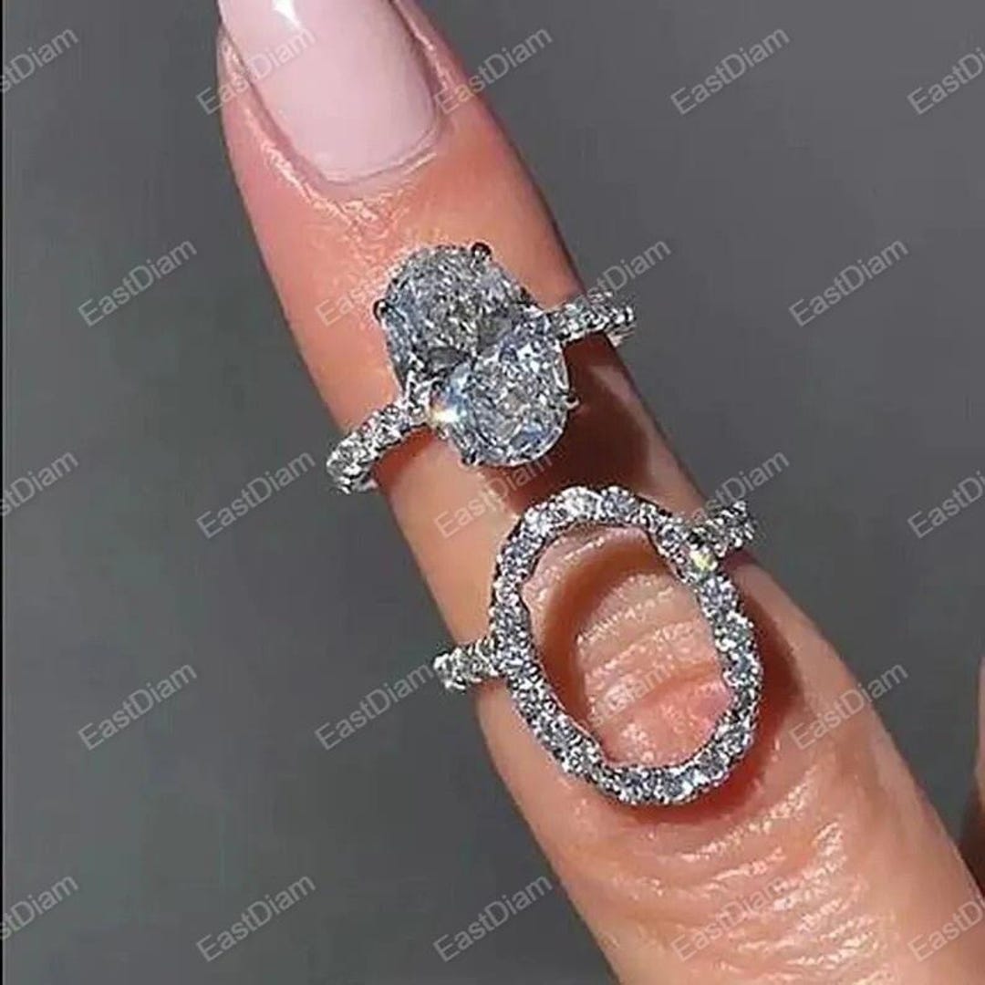 Unique Oval Cut Insert Wedding Ring Set, 925 Silver Ring, 2.50 Ct Oval ...