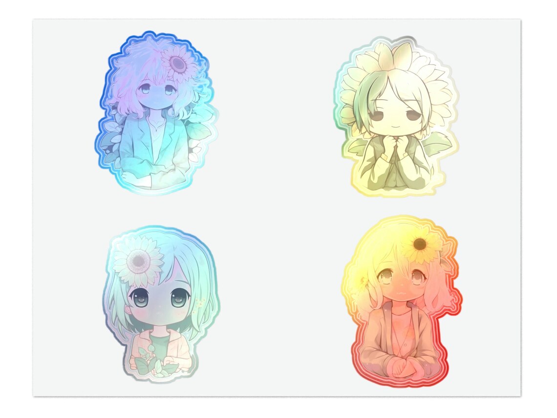 Sunflower Vinyl Stickers, Kawaii, Anime, Sticker Sheet, Large and ...