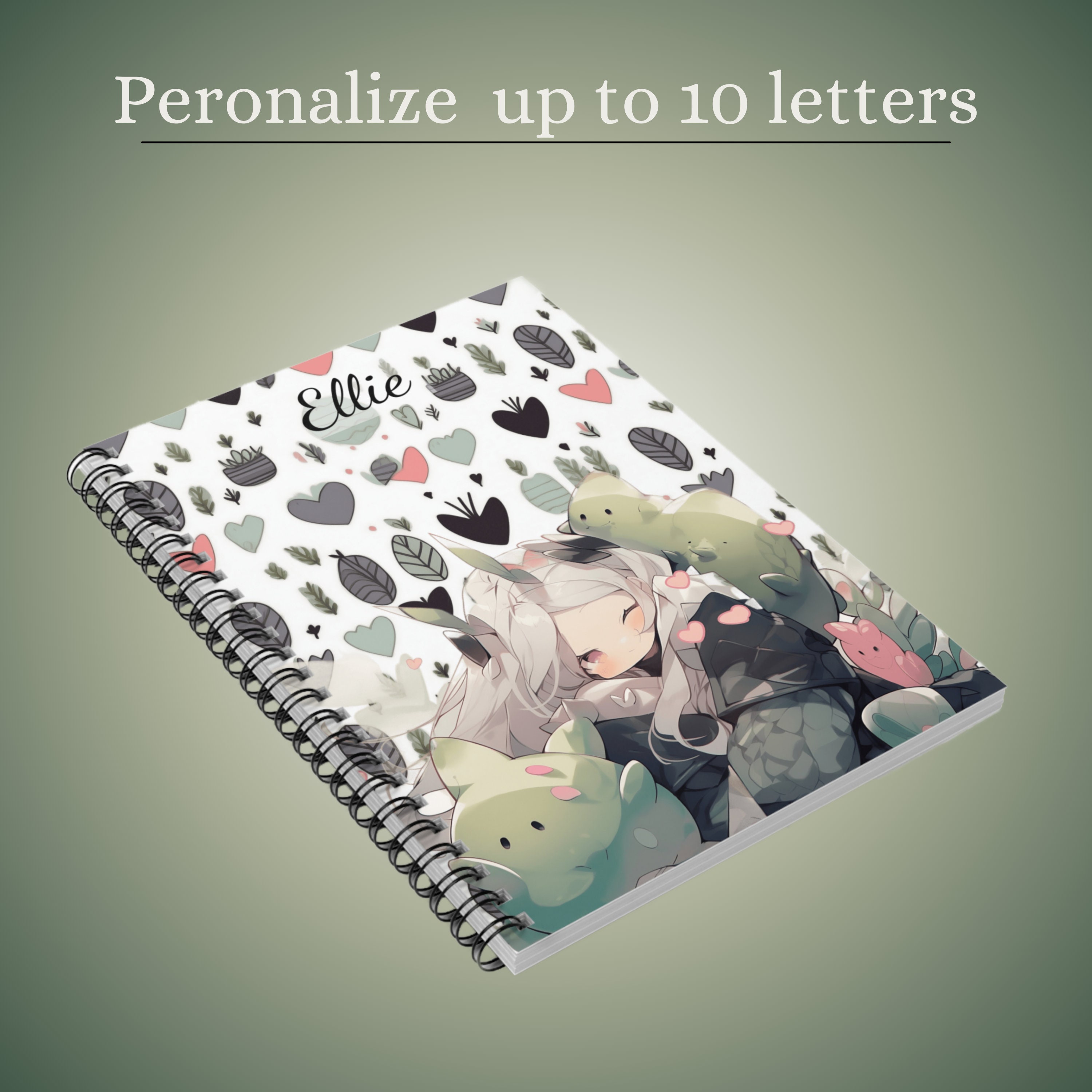 Personalized Anime Journal, Anime Notebook, Huggable Cactus Anime Style ...