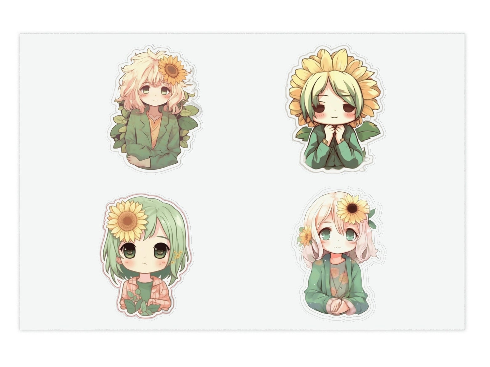 Sunflower Vinyl Stickers, Kawaii, Anime, Sticker Sheet, Large and ...