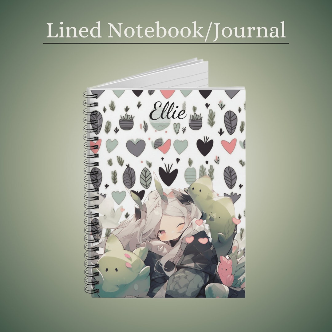 Personalized Anime Journal, Anime Notebook, Huggable Cactus Anime Style ...
