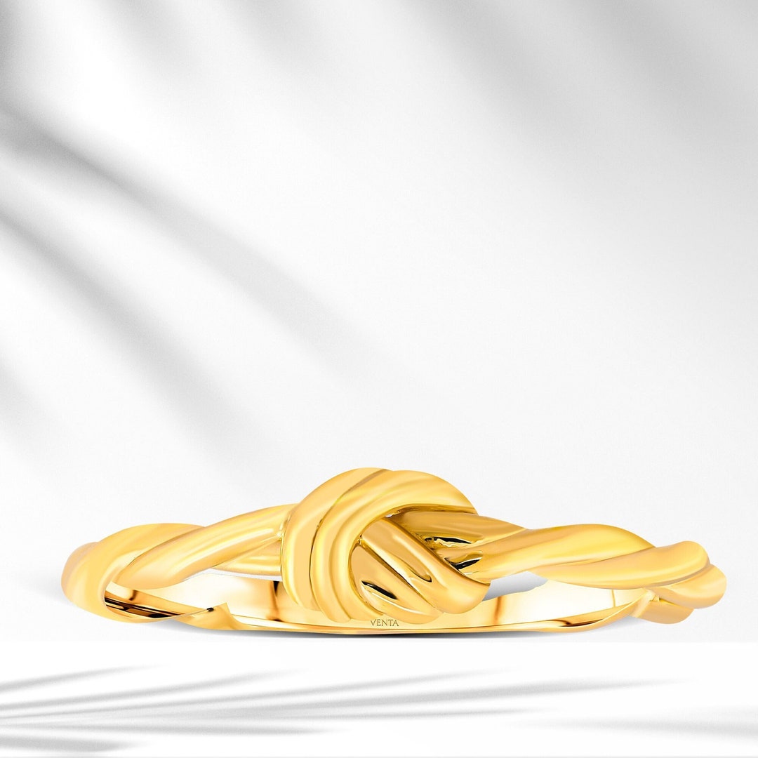 14k Solid Gold Knot Minimalist Ring, Solid Gold Knot Ring, Gold Tie the ...